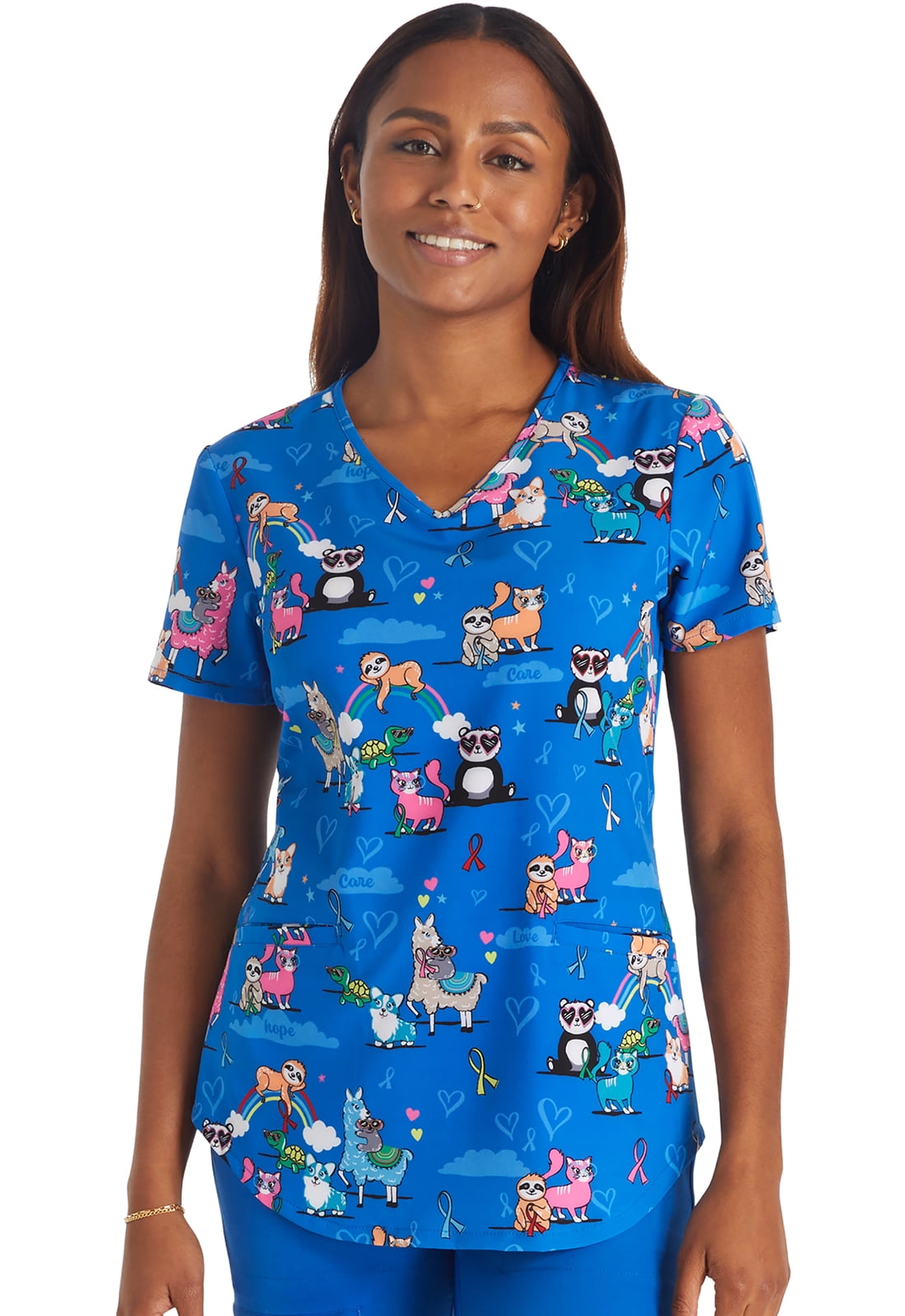 Cherokee Prints Women Medical Scrubs Top V-Neck Print CK637 - Walmart.com