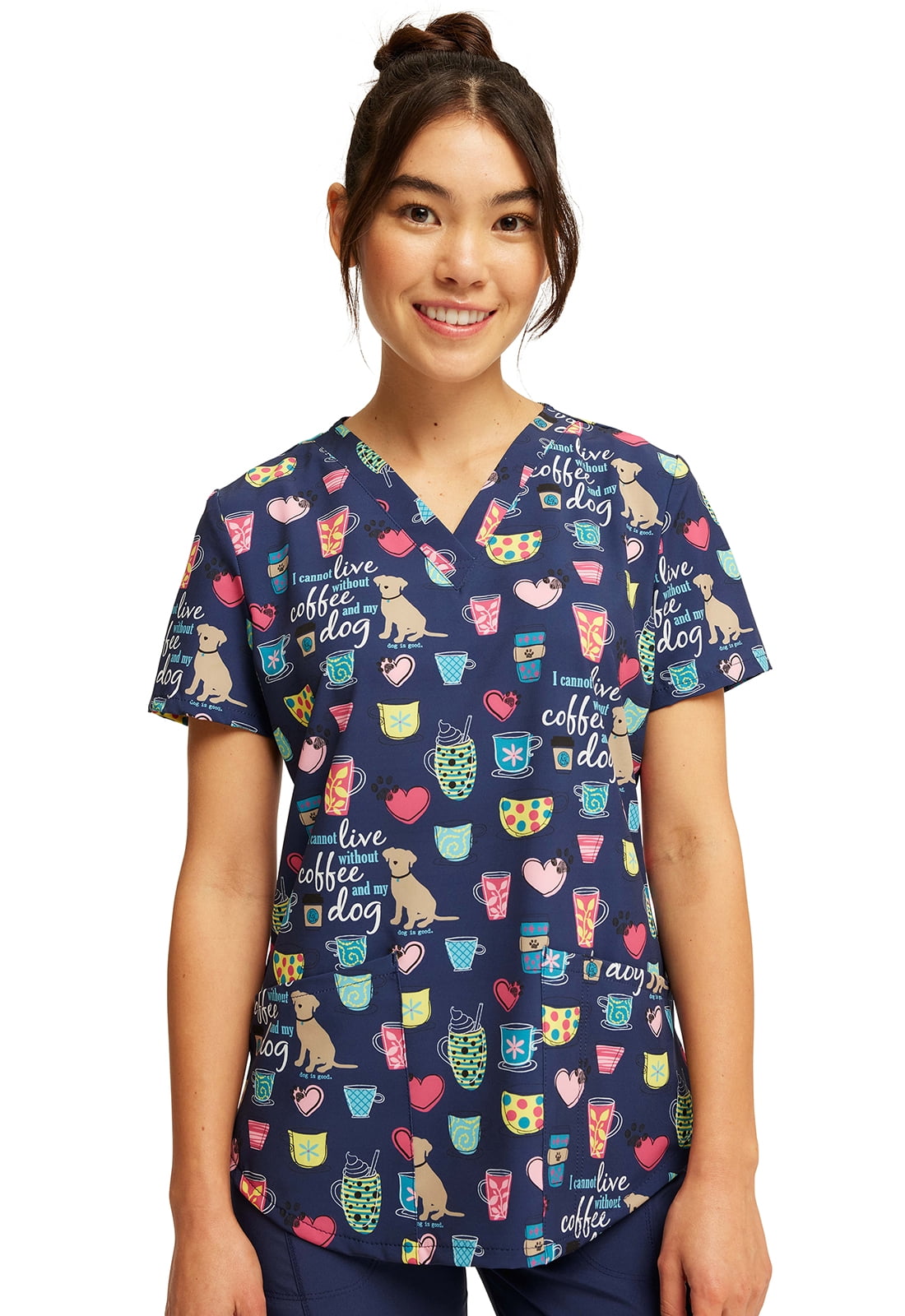 Cherokee Prints Women Scrubs Top V-Neck Print CK662 - Walmart.com