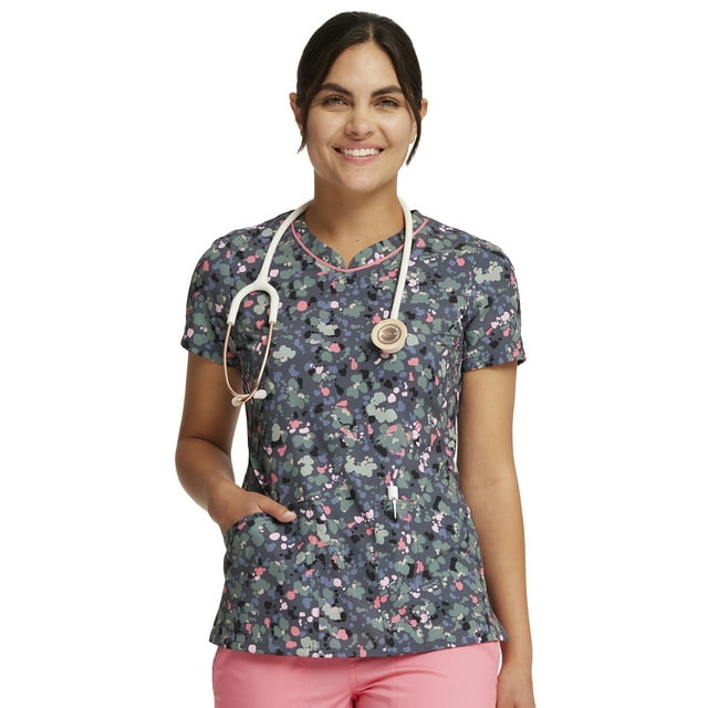 Cherokee Prints Women Scrubs Top V-Neck Print CK678 - Walmart.com