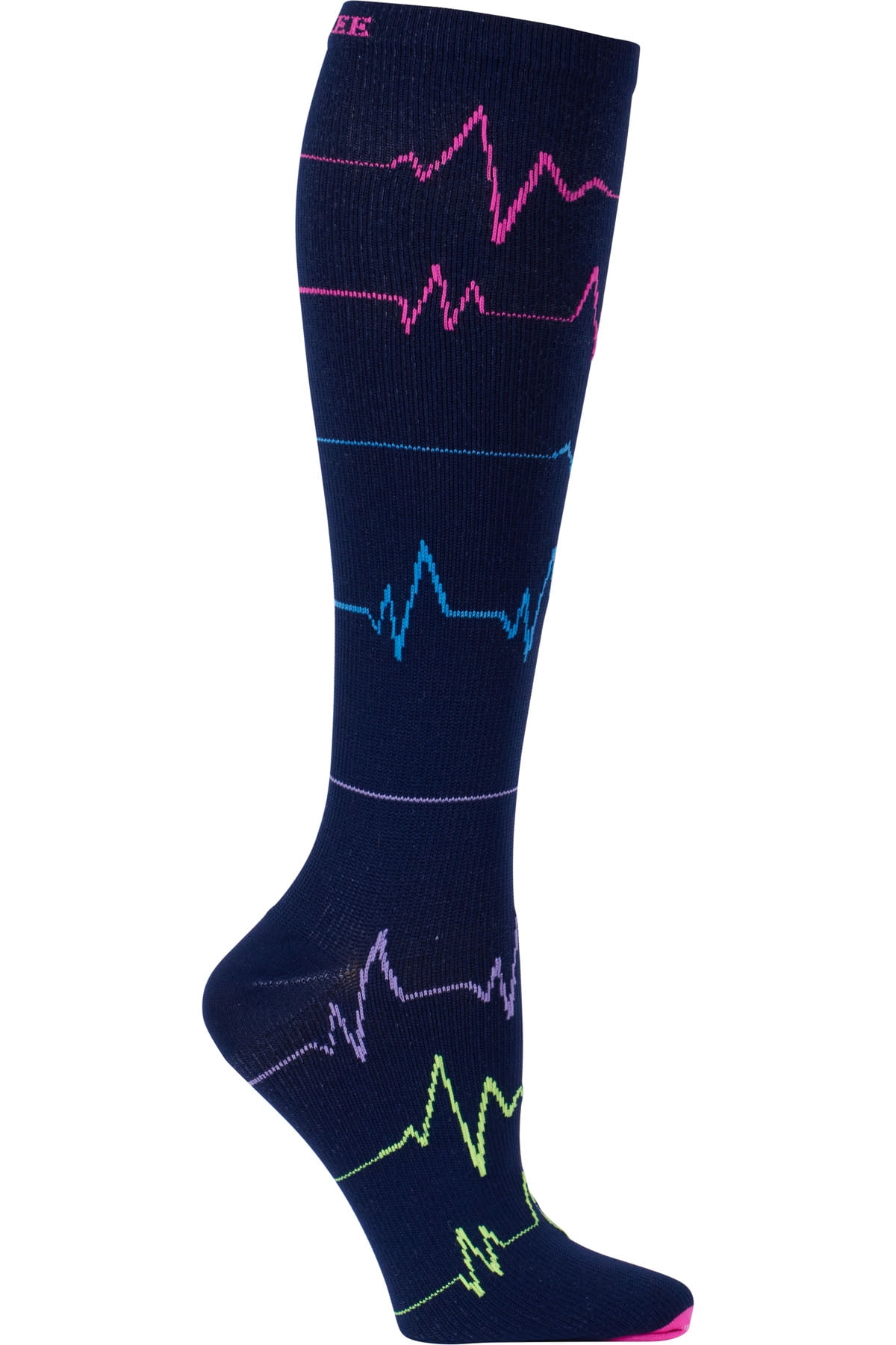 Cherokee Printsupport Women 8-12 mmHg Support Socks, Plus, EKG ZigZag ...