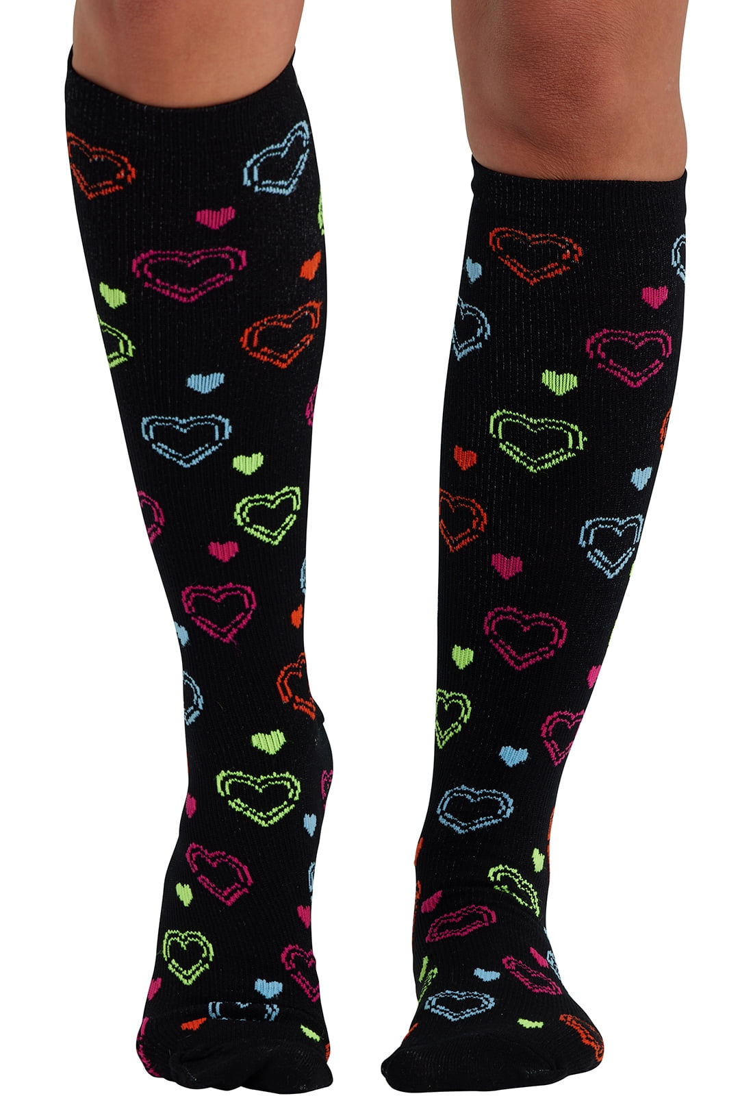 Cherokee Printsupport Women 8-12 mmHg Support Socks, Plus, Hearts On ...