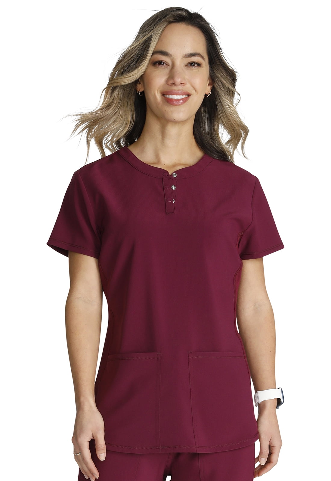 Cherokee Scrubs Top For Women Snap Front Henley CK749A - Walmart.com