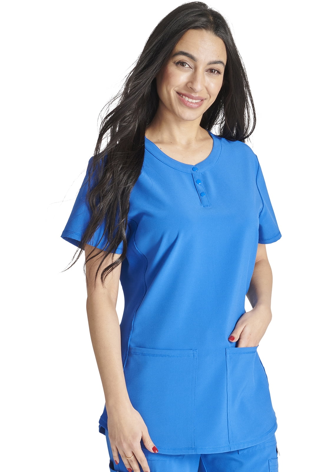 Cherokee Scrubs Top For Women Snap Front Henley CK749A - Walmart.com