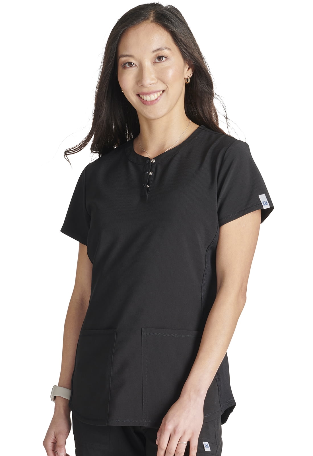 Cherokee Scrubs Top For Women Snap Front Henley CK749A - Walmart.com