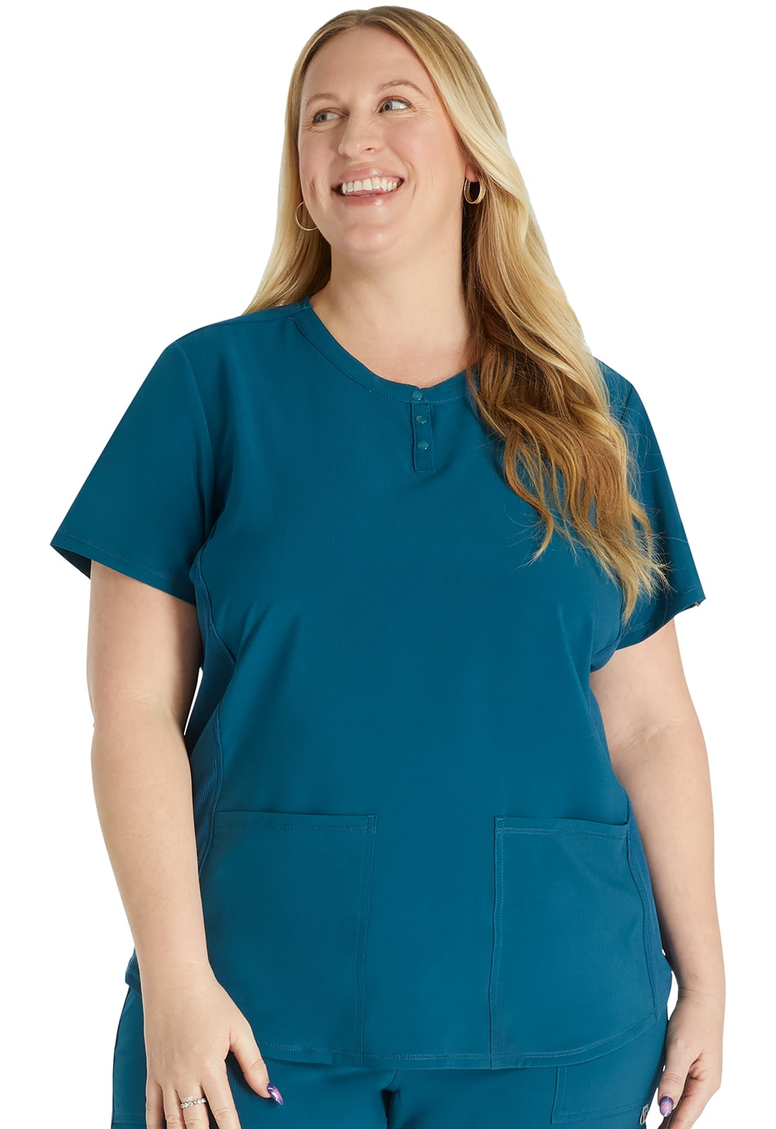 Cherokee Scrubs Top For Women Snap Front Henley CK749A - Walmart.com