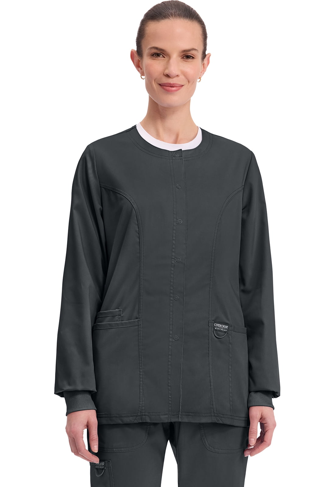 Cherokee Snap Front Scrub Jacket for Women, WW310, Soft Stretch ...