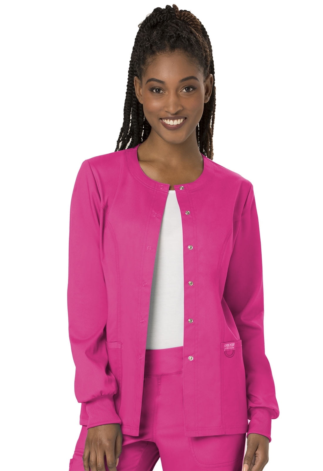 Cherokee Snap Front Scrub Jackets for Women, Workwear Revolution Soft ...
