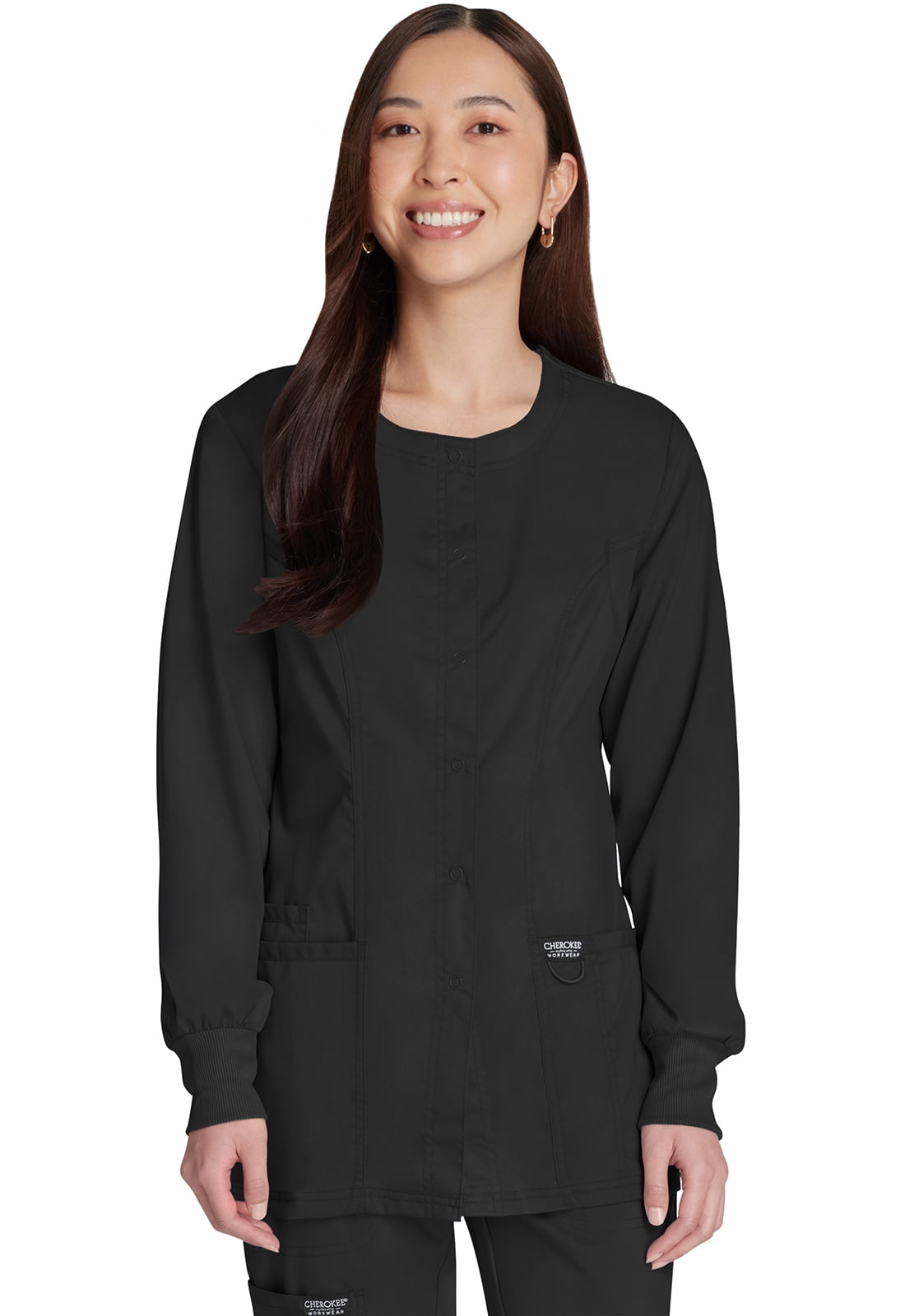 Cherokee Snap Front Scrub Jackets for Women, Workwear Revolution Soft ...