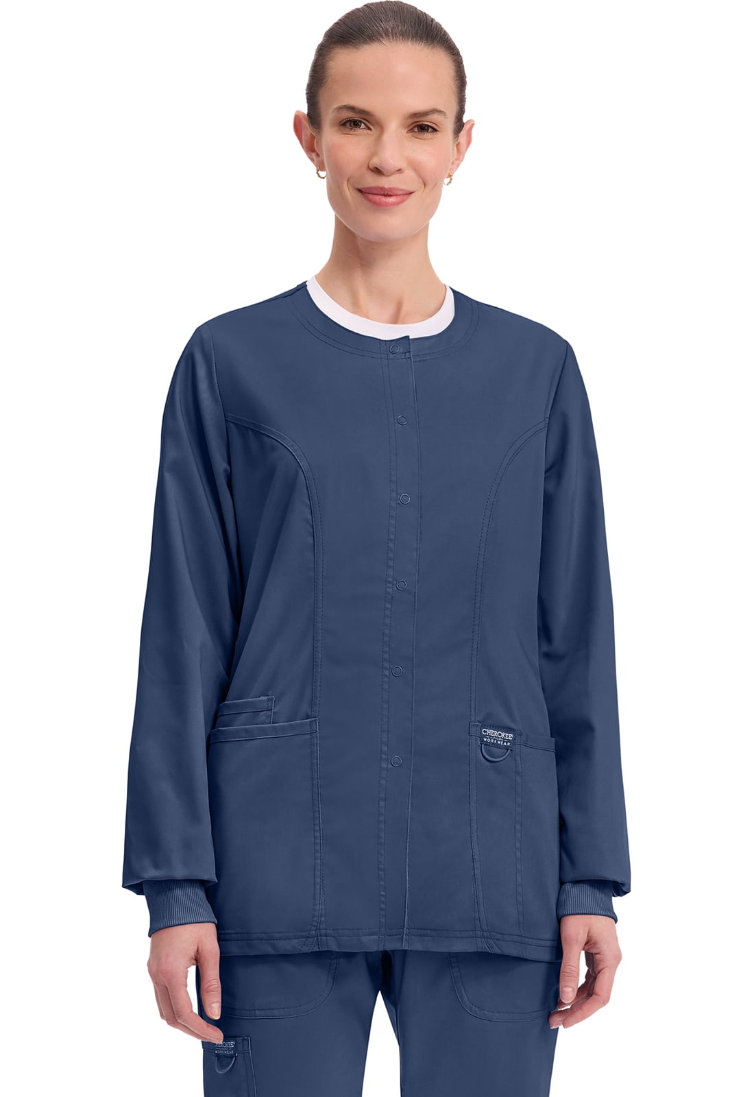 Cherokee Snap Front Scrub Jackets for Women, Workwear Revolution Soft ...