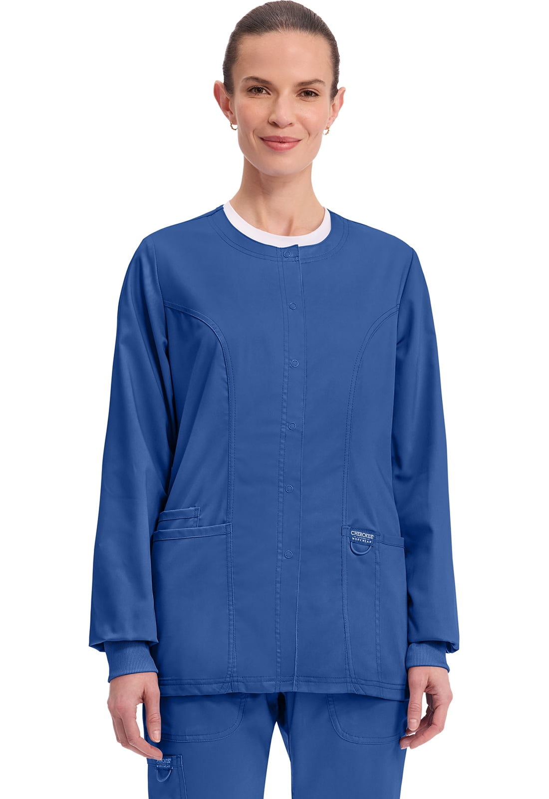 Cherokee Snap Front Scrub Jackets for Women, Workwear Revolution Soft ...