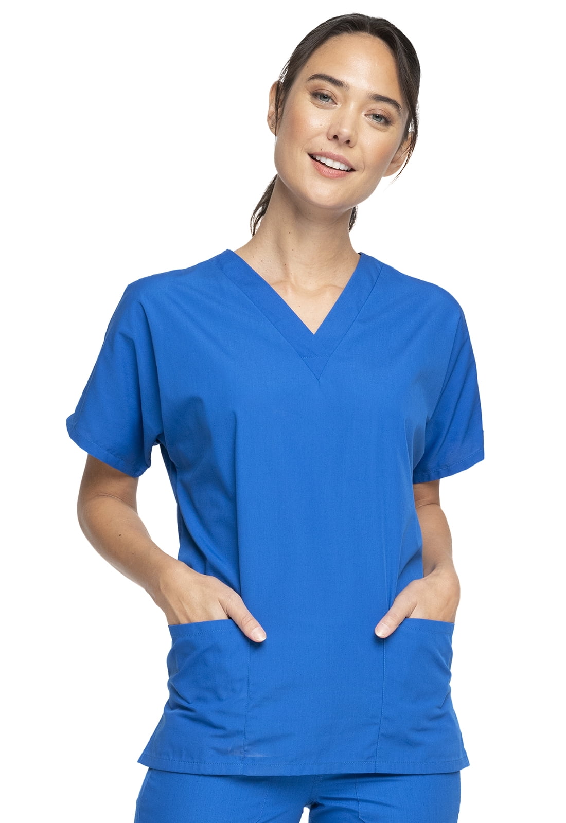 Cherokee V-Neck Scrub Top for Women with 3 Pockets & Dolman Sleeve ...