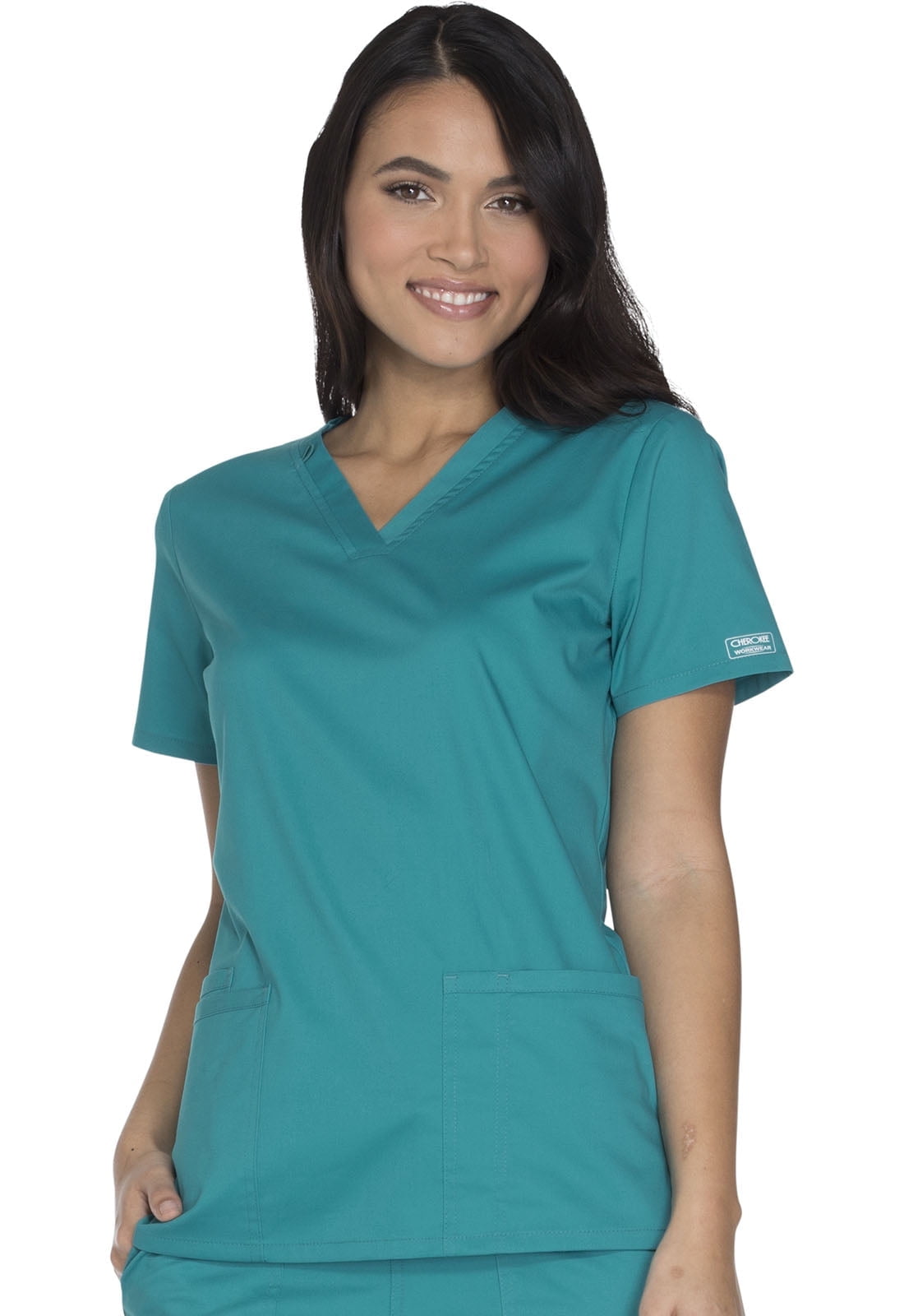 Cherokee Workwear Core Stretch Scrubs Top for Women V-Neck Plus Size ...