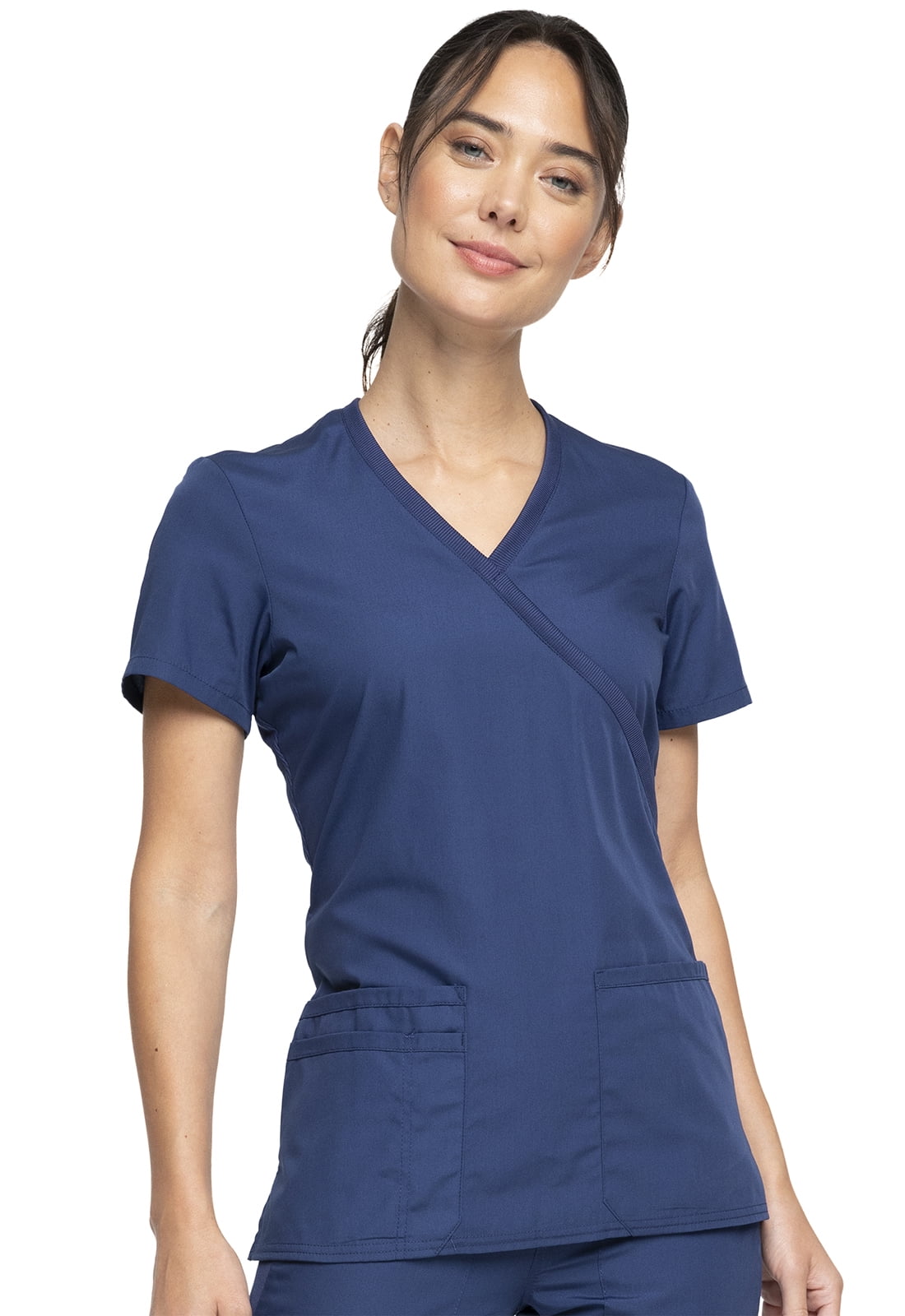 Cherokee Workwear Women's Mock Wrap Scrub Top, Contemporary Fit, XS-5XL ...