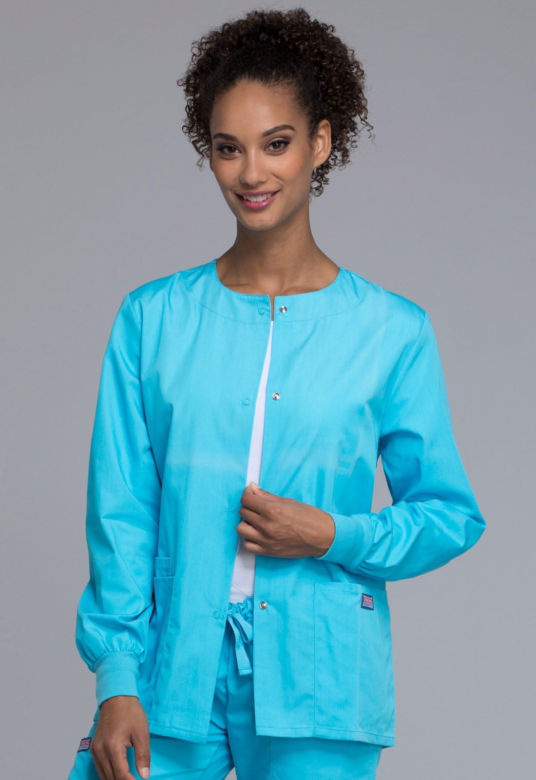 Cherokee Workwear Prints Women's Scrubs Jacket Snap Front Warm Up 4350 ...