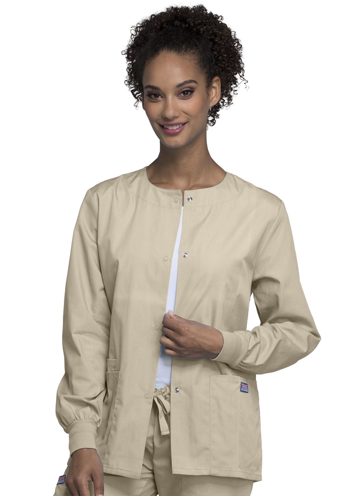Cherokee Workwear Prints Women's Scrubs Jacket Snap Front Warm Up 4350 ...