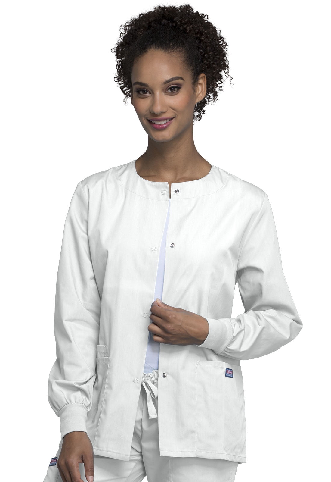 Cherokee Workwear Prints Women's Scrubs Jacket Snap Front Warm Up 4350 ...