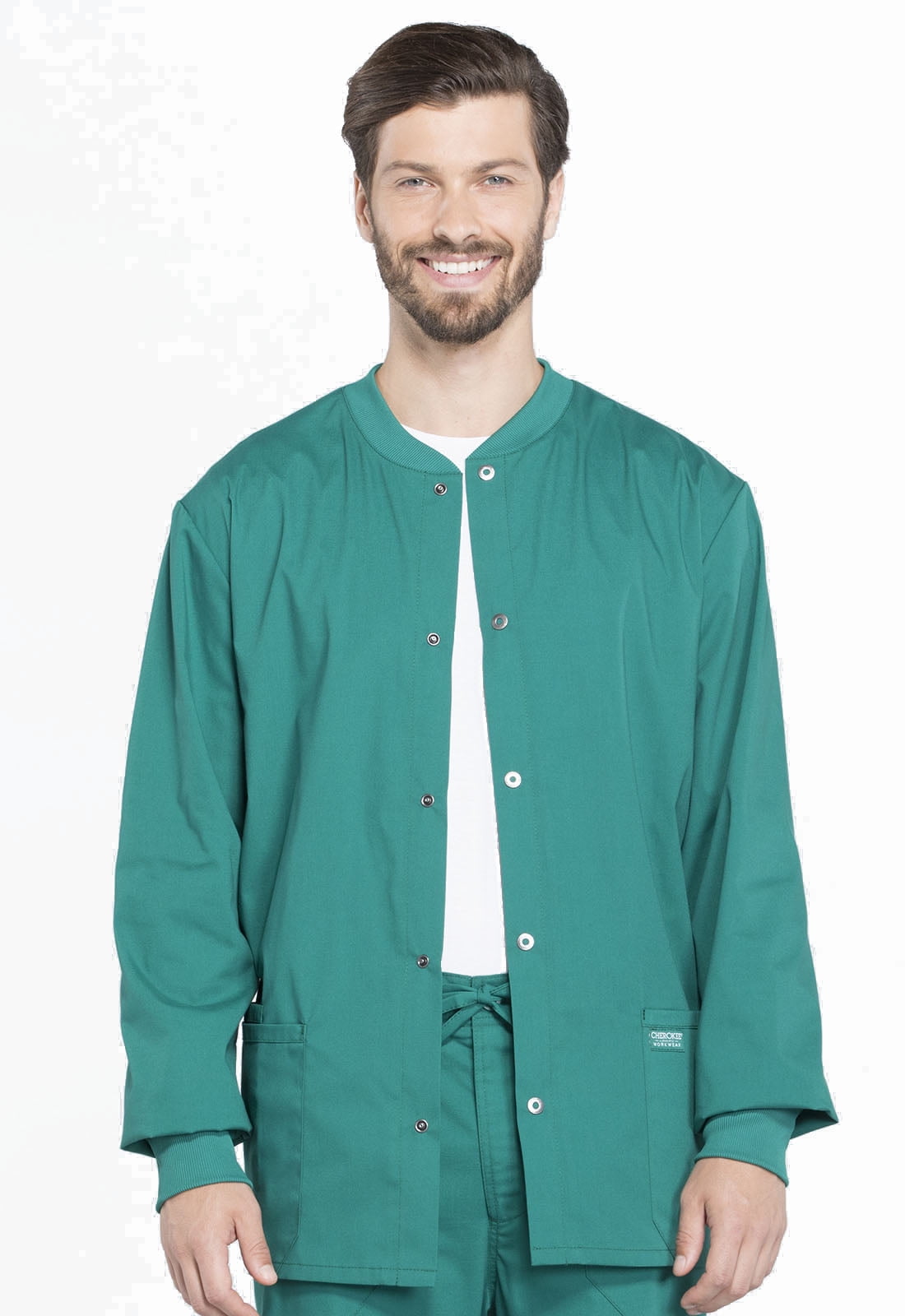 Cherokee Workwear Professionals Men Warm Up Scrubs Jacket Snap Front ...