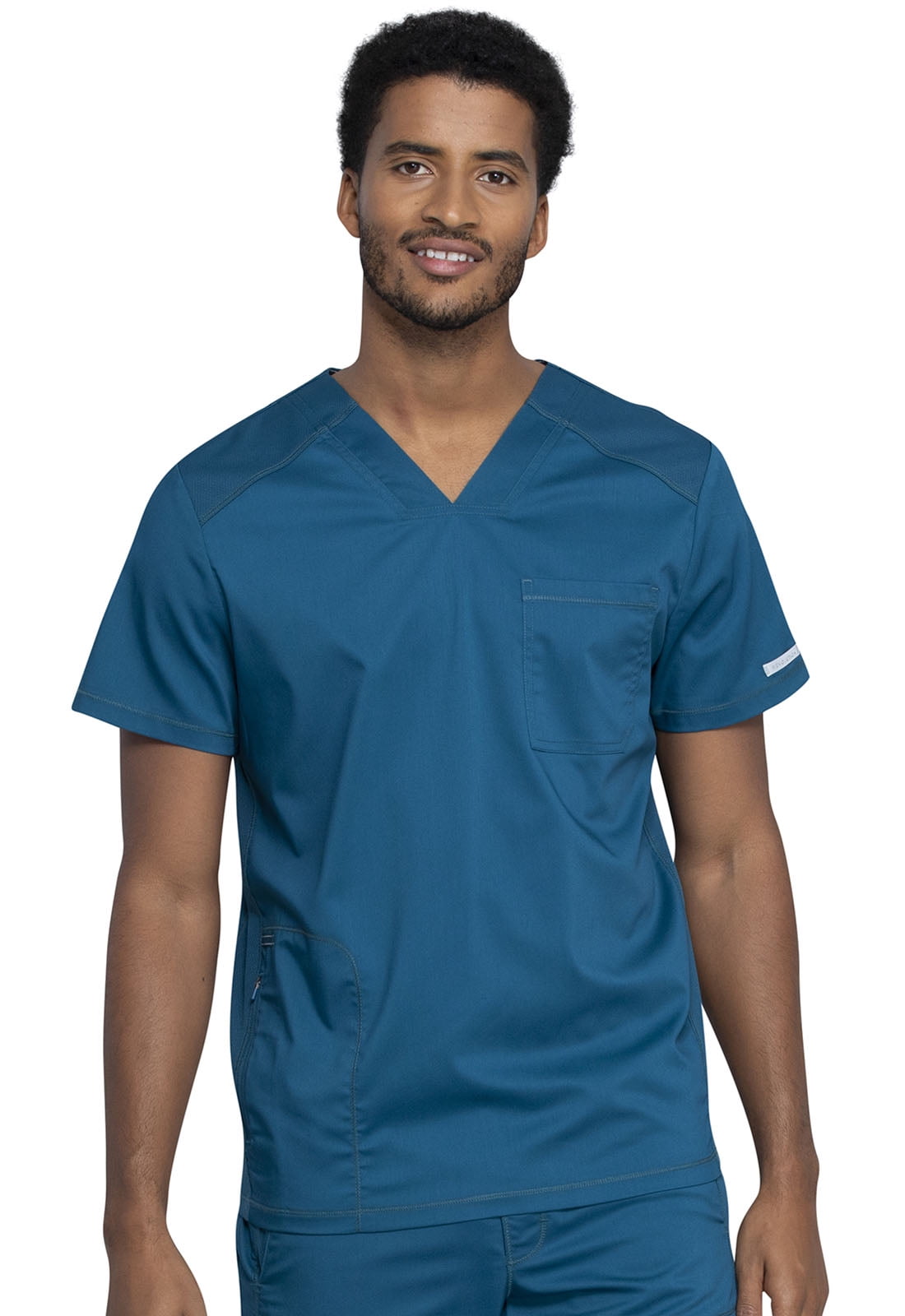 Cherokee Men's V-Neck Scrubs Top, Short Sleeve, Breathable Mesh, 28.5 ...