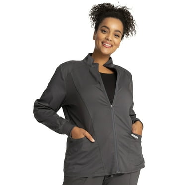 Fubu Women's Zip Front Warm-Up Scrub Jacket Medical Nursing Uniform ...
