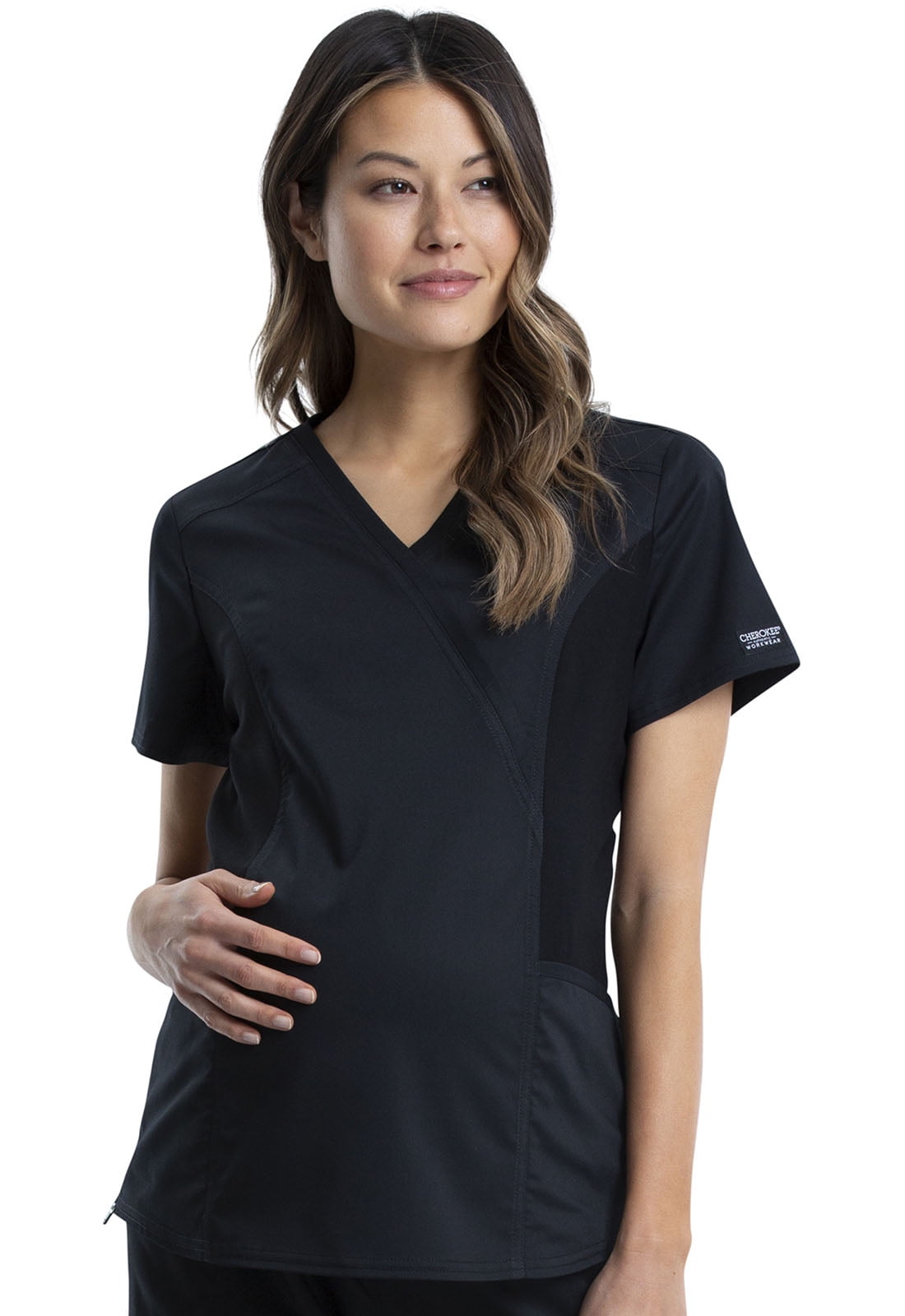 Cherokee Workwear Revolution Women's Scrubs Top Maternity Mock Wrap ...