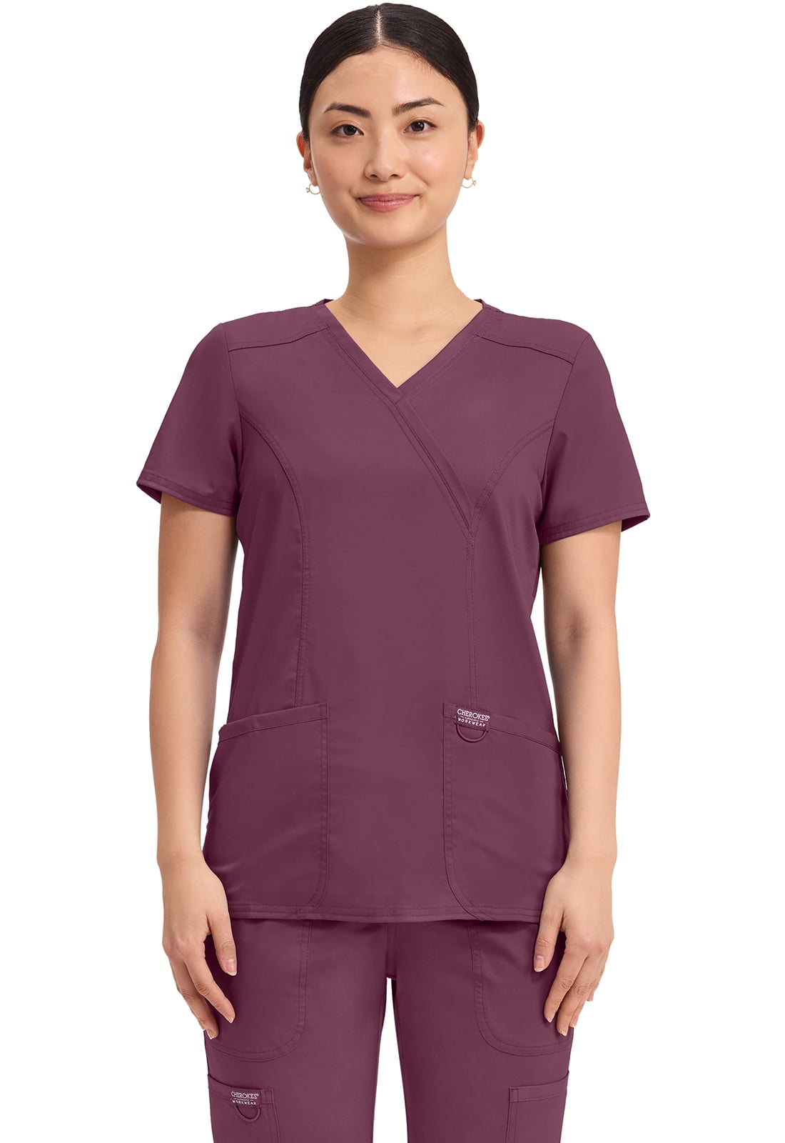 Cherokee, Women's Scrubs Top, WW610, Mock Wrap Fit - Walmart.com