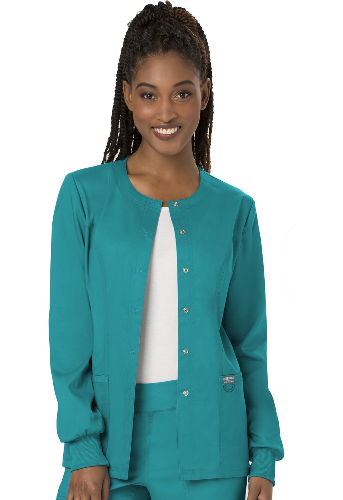 Cherokee Snap Front Scrub Jackets for Women, Workwear Revolution Soft ...