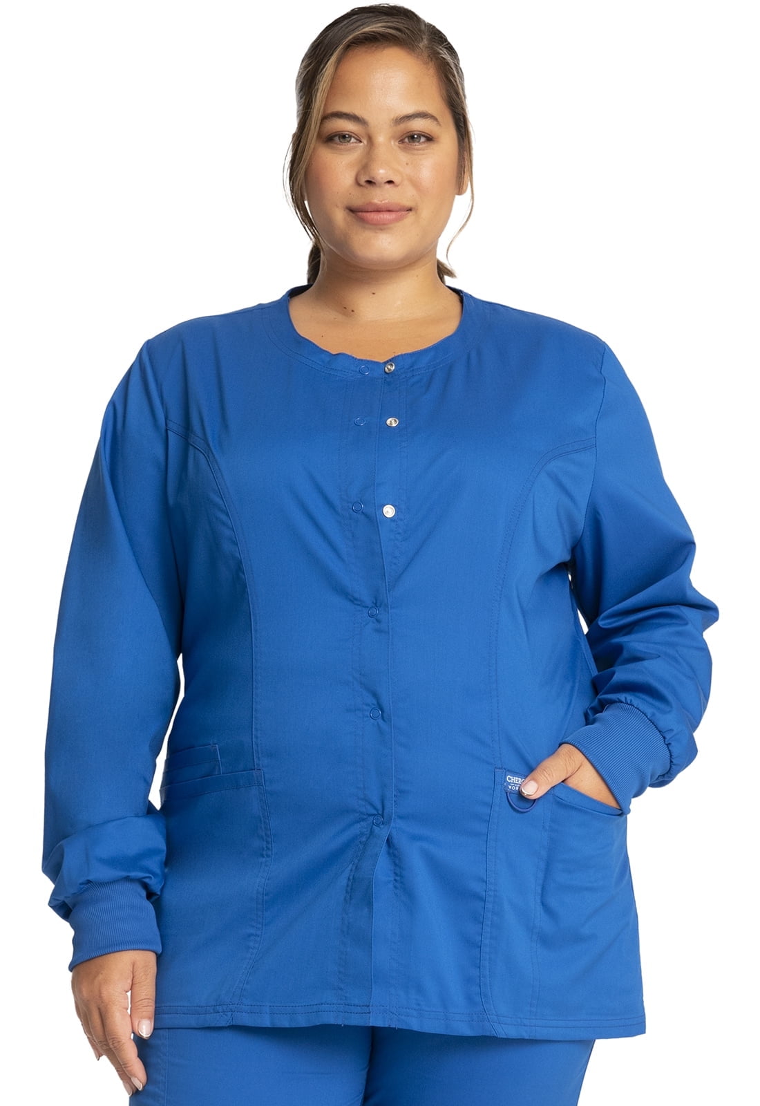 Cherokee Snap Front Scrub Jackets for Women, Workwear Revolution Soft ...