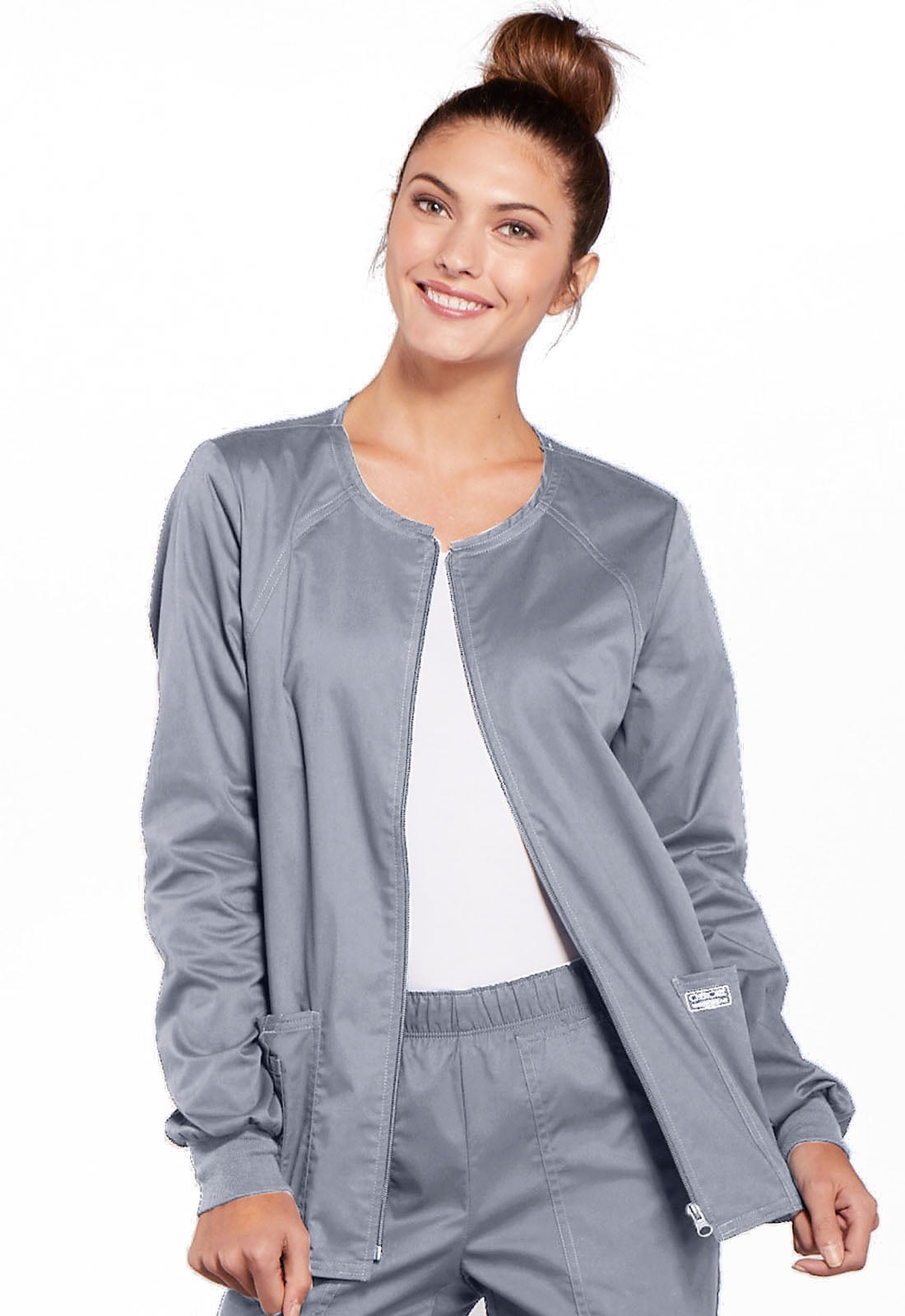 Cherokee Zip Front Scrub Jackets for Women, Workwear Core Stretch Soft ...