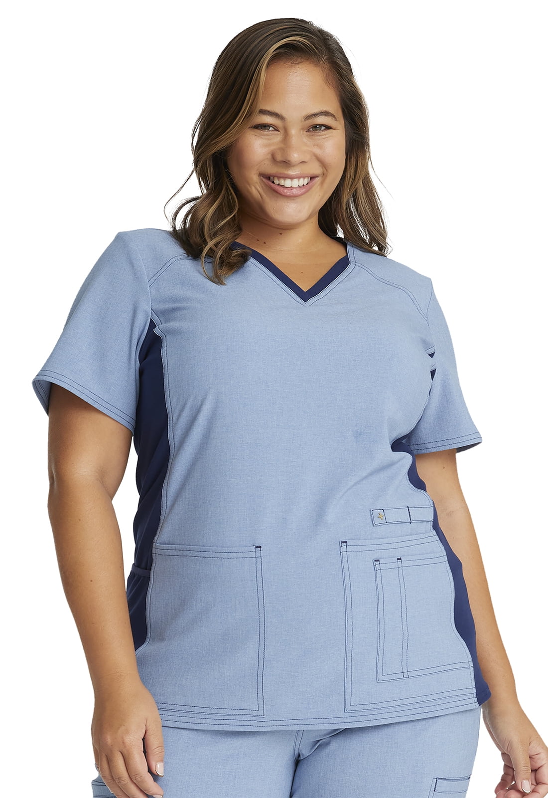 Cherokee iFlex Women Scrubs Top V-Neck Knit Panel CK605 - Walmart.com