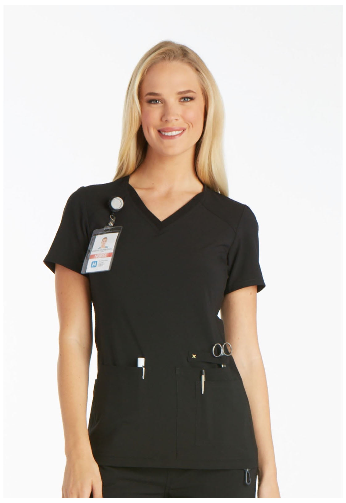 Cherokee iFlex Women Scrubs Top V-Neck Knit Panel CK605 - Walmart.com
