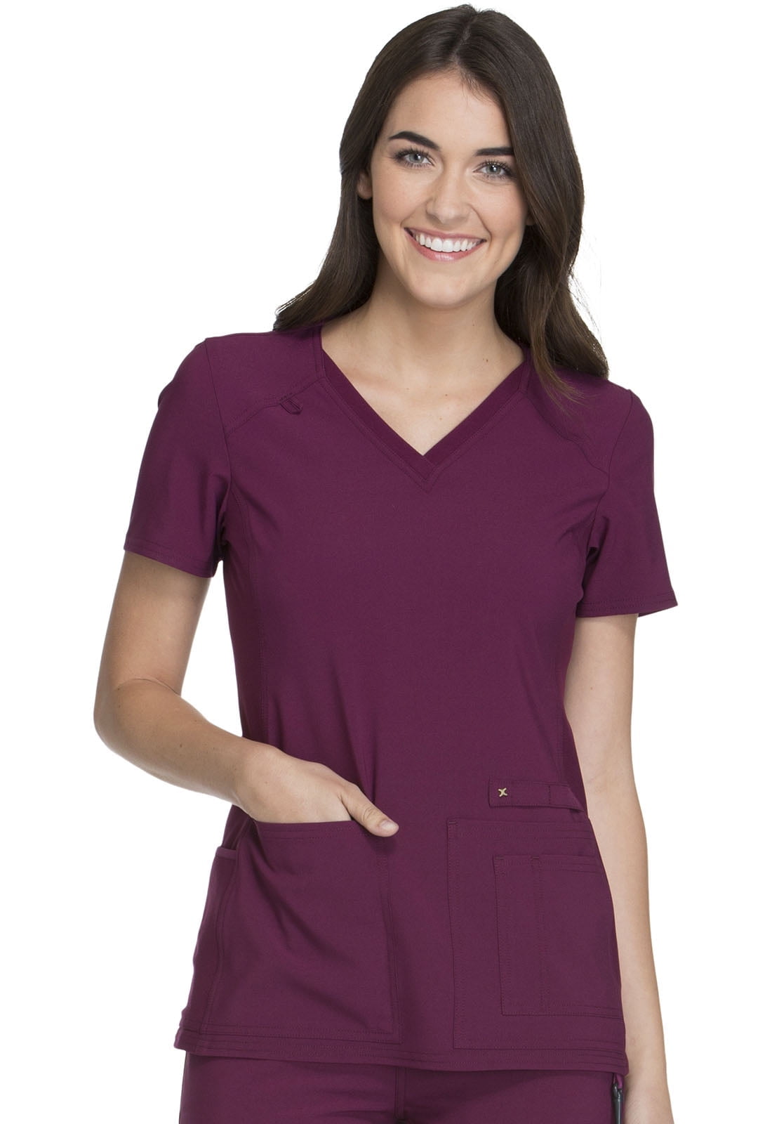 Cherokee iFlex Women Scrubs Top V-Neck Knit Panel CK605 - Walmart.com