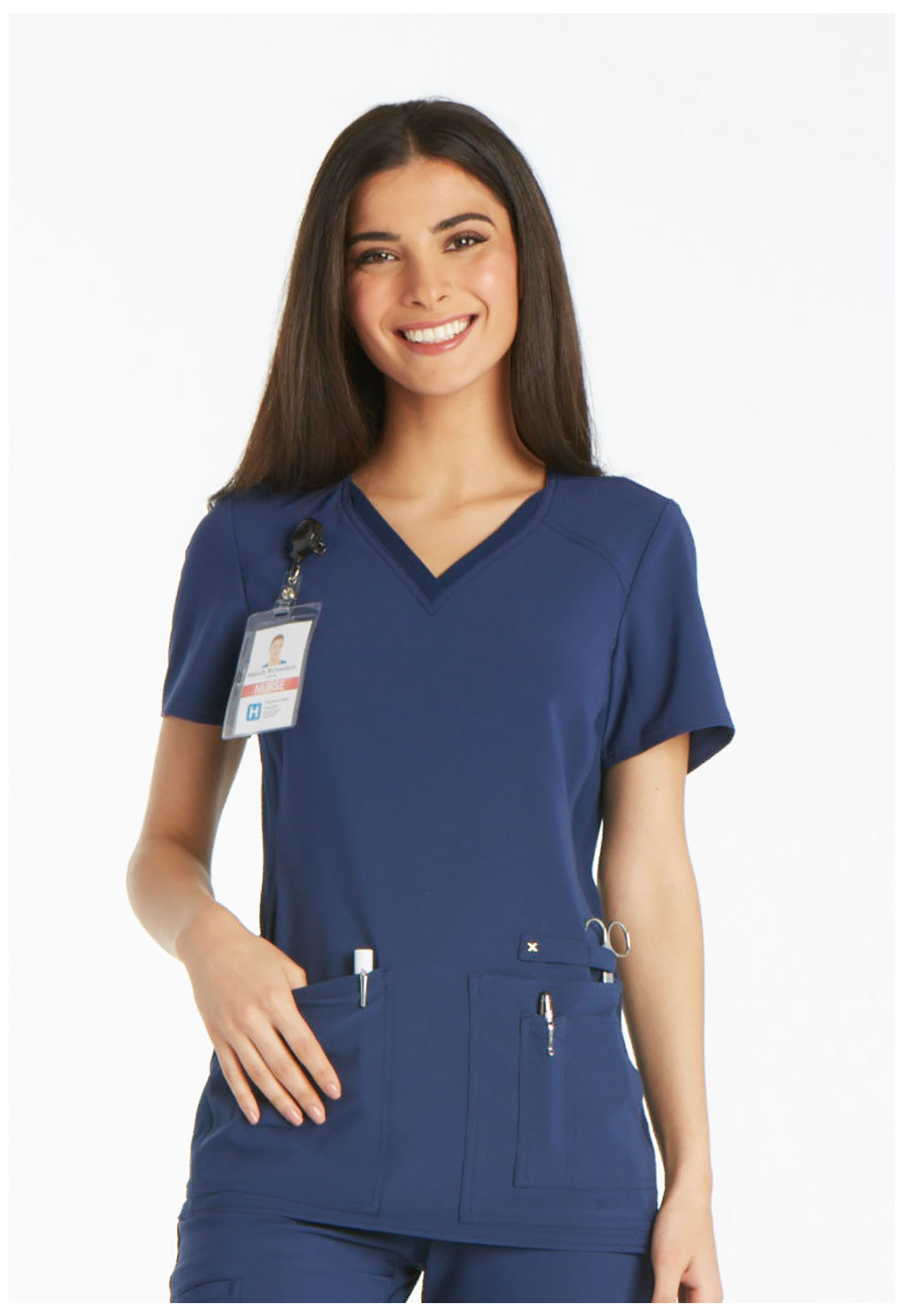 Cherokee iFlex Women Scrubs Top V-Neck Knit Panel CK605 - Walmart.com