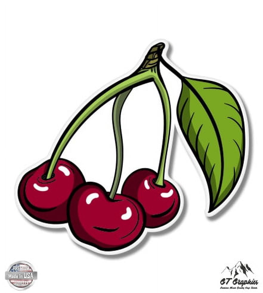 Cherries - 8" Vinyl Sticker - For Car Laptop I-Pad - Waterproof Decal ...
