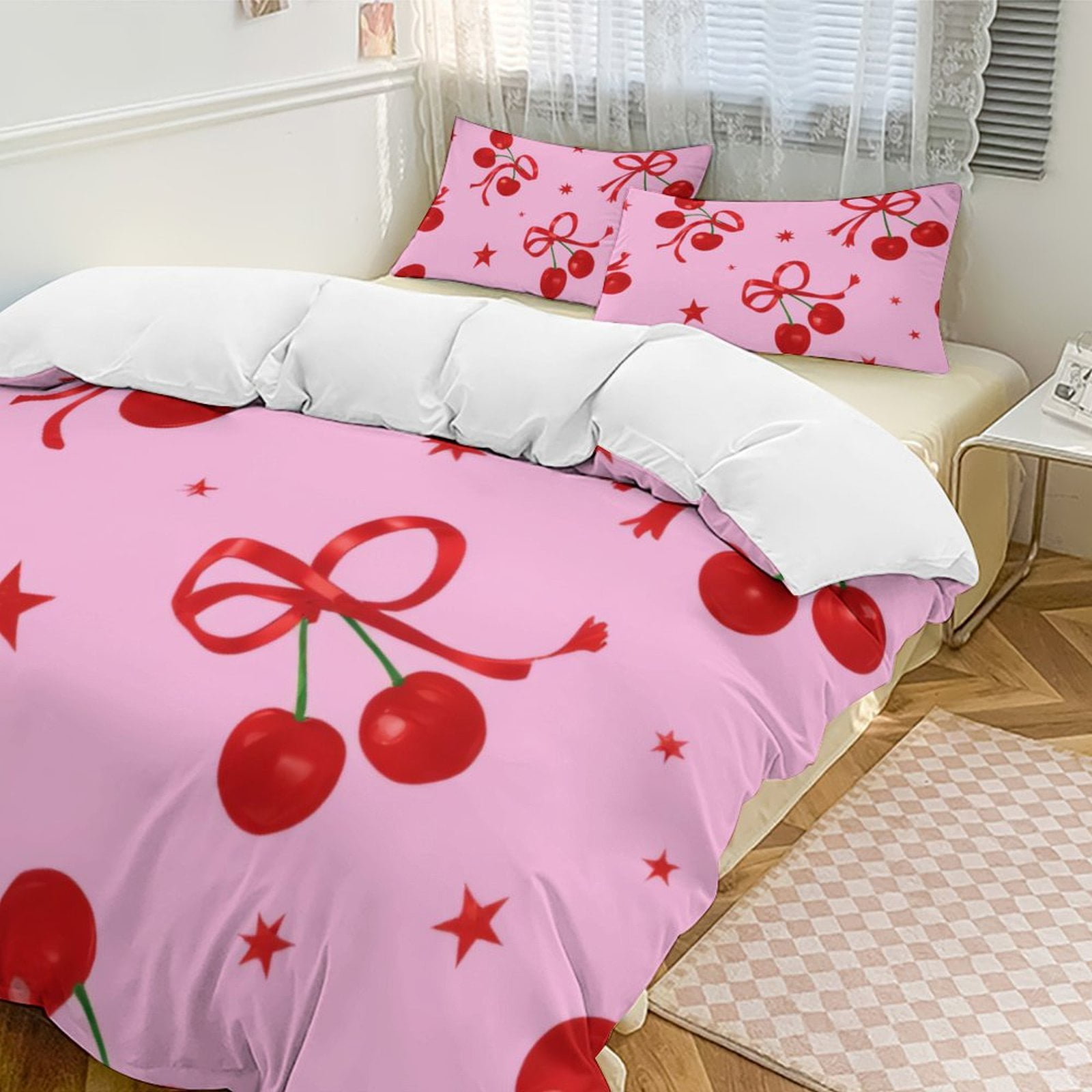 Cherries And Stars Pattern 3D Duvet Cover Set Quilt Cover Theme of Kid ...