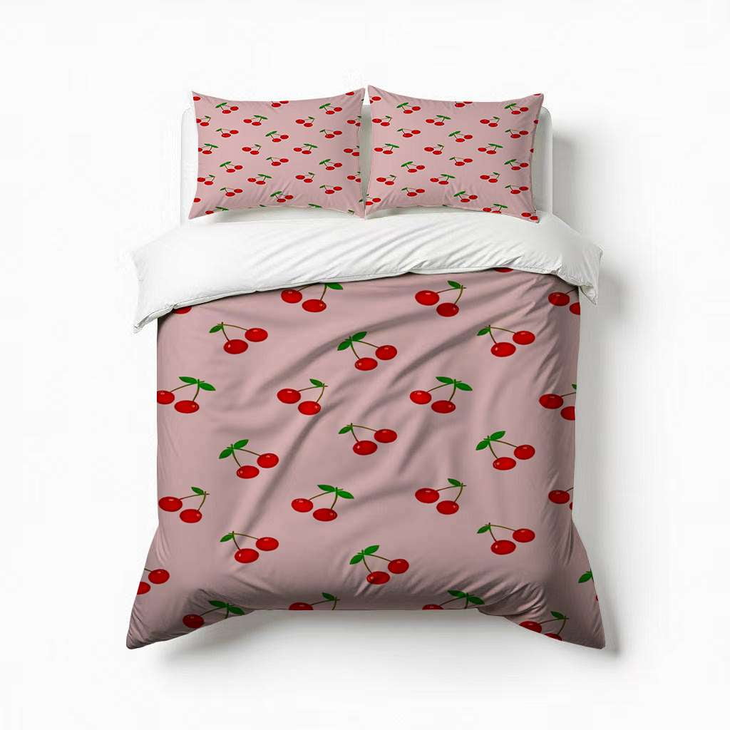 Cherries Bedding Set 3 Pcs Soft Microfiber Quilt Cover For Bedroom ...