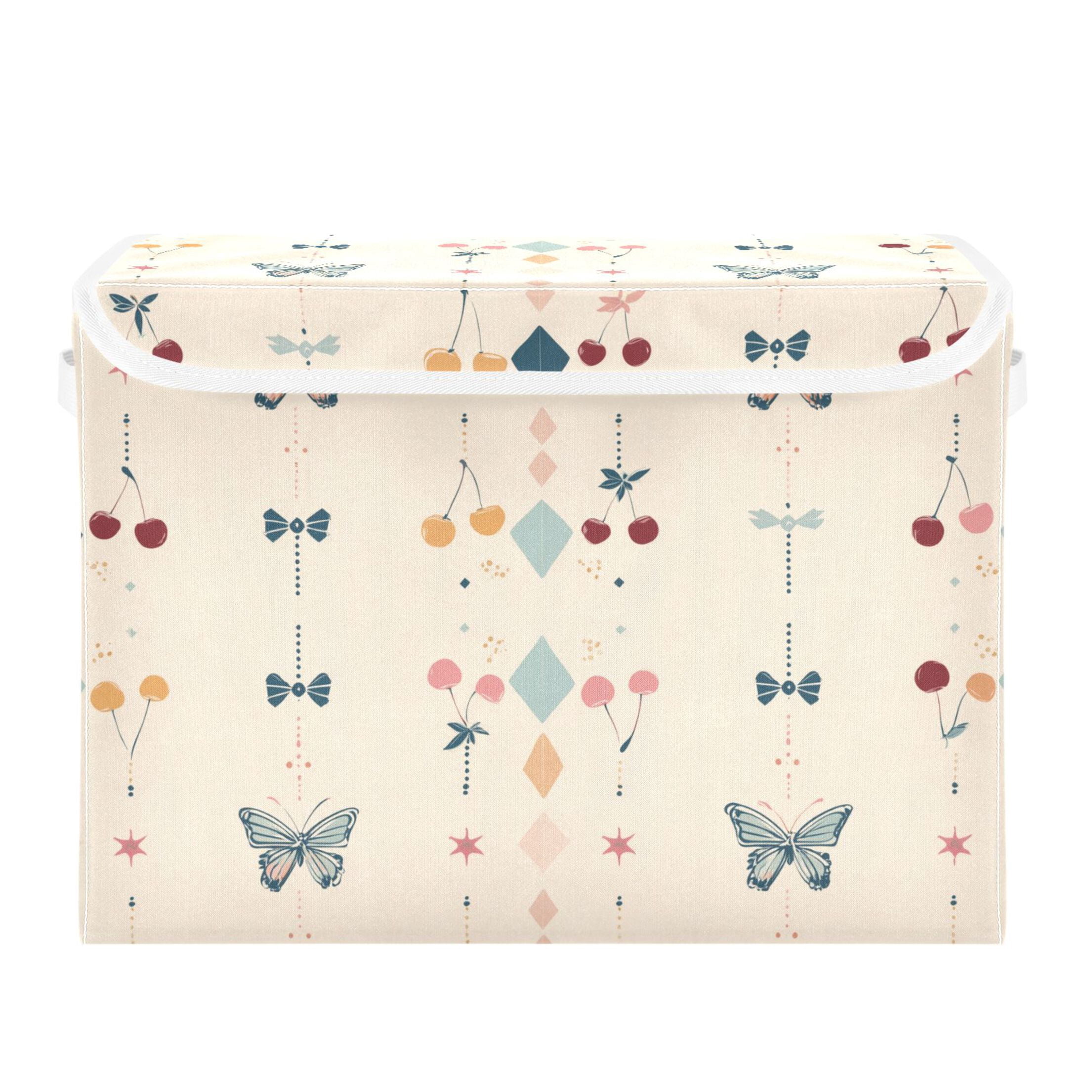 Cherries Butterflies Bows Delicate Pattern Foldable Storage Bins with ...