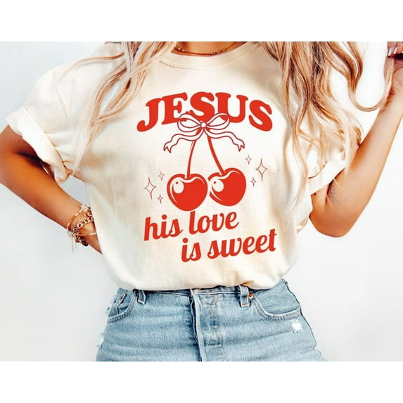 Cherries Christian T-Shirt: Coquette Bow Jesus Tee - Walmart.com