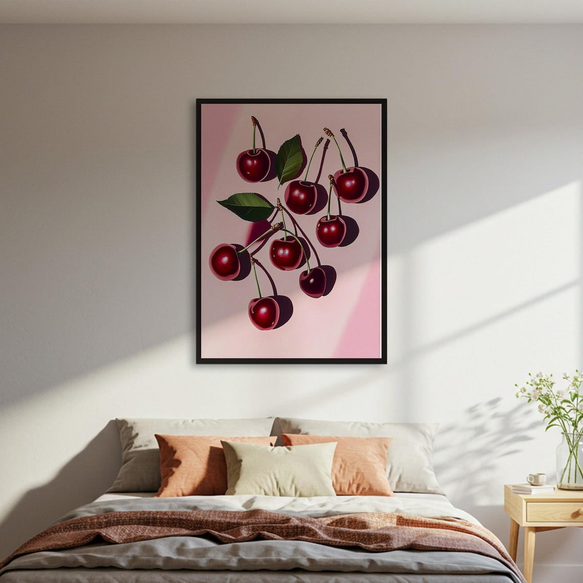 Cherries Cluster Art Print, Red Fruit Poster, Sweet Food Wall Art ...