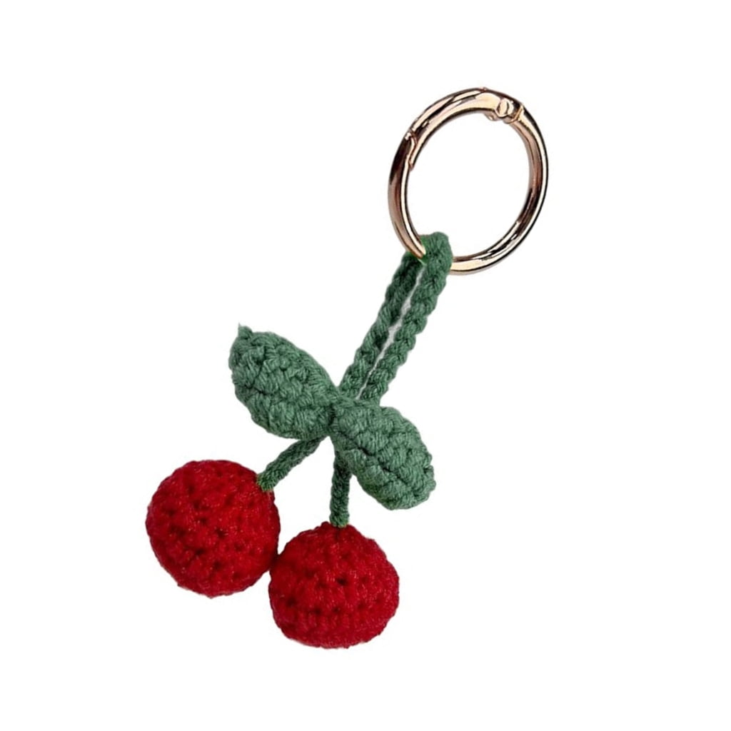 Necvior Handmade Cherry Crochet Ornament Versatile Keyrings Decoration ...