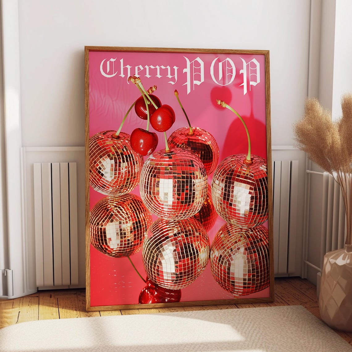 Cherries Disco Ball Art Poster - Retro Cherry Pop Art Aesthetic Print ...