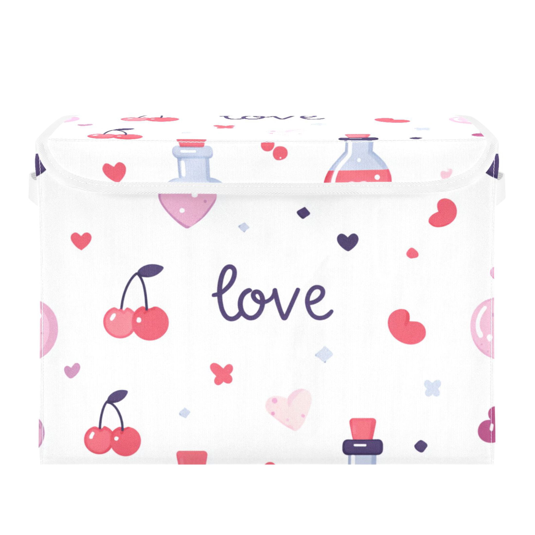 Cherries Hearts Valentine Theme Patterns Foldable Storage Bins with ...