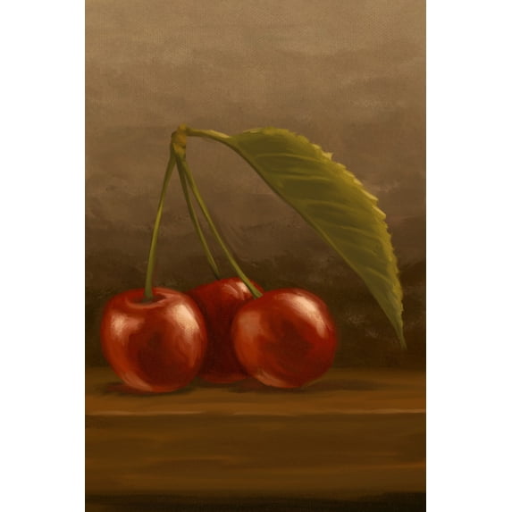 Cherries, Oil Painting (36x54 Giclee Gallery Art Print, Vivid Textured ...
