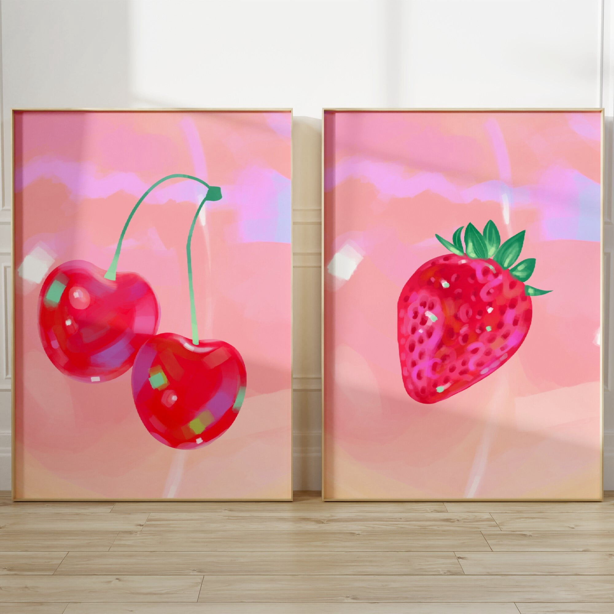 Cherries Print Y2K Print Maximalist Room Decor Pink Poster Trendy Wall ...