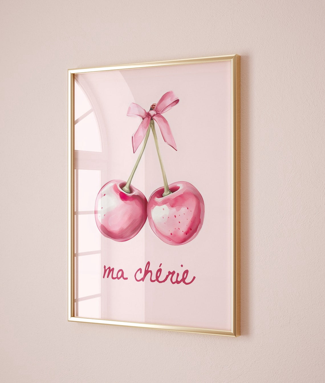 Cherries Wall Poster, Pink Nursery Posters Ma Cherie Cherries Poster ...