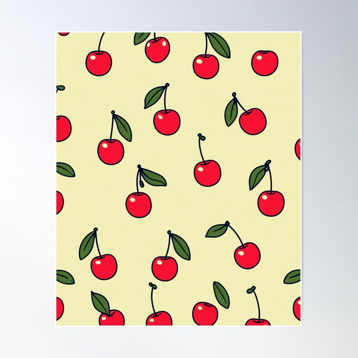 Cherries With Style Poster Wall Art, Modern Wall Decor For Living Room ...
