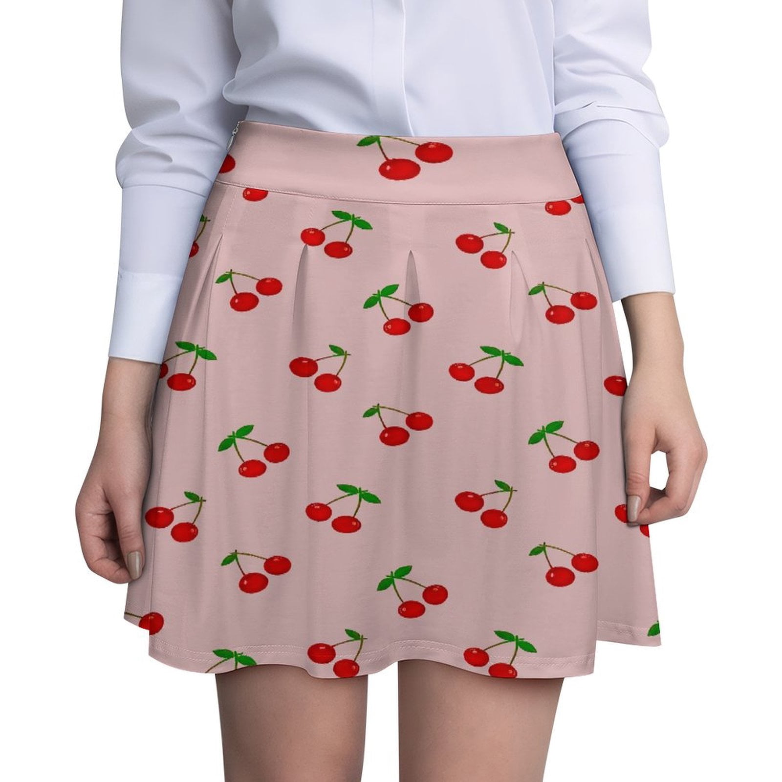 Cherries Women's Casual Mini Skirt Invisible Zipper Summer Skirts High ...