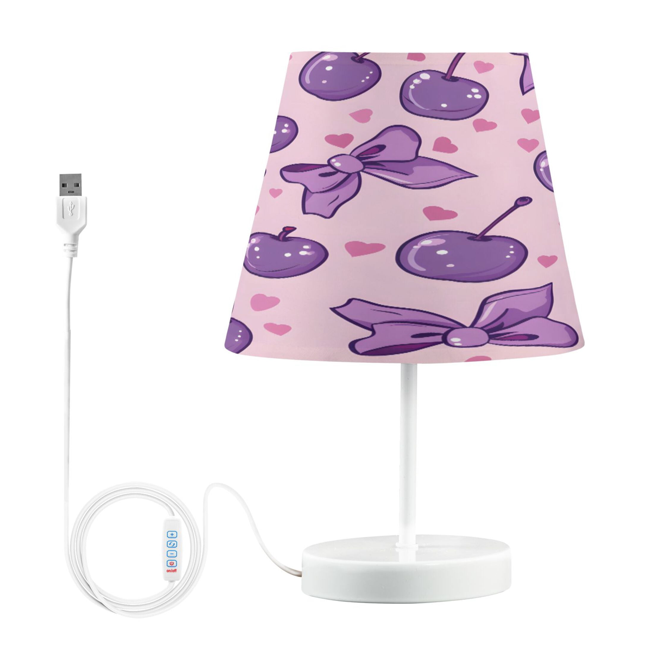Cherries and Bows Desk Lamp LED Table Nightstand Lamps with 3 Color ...