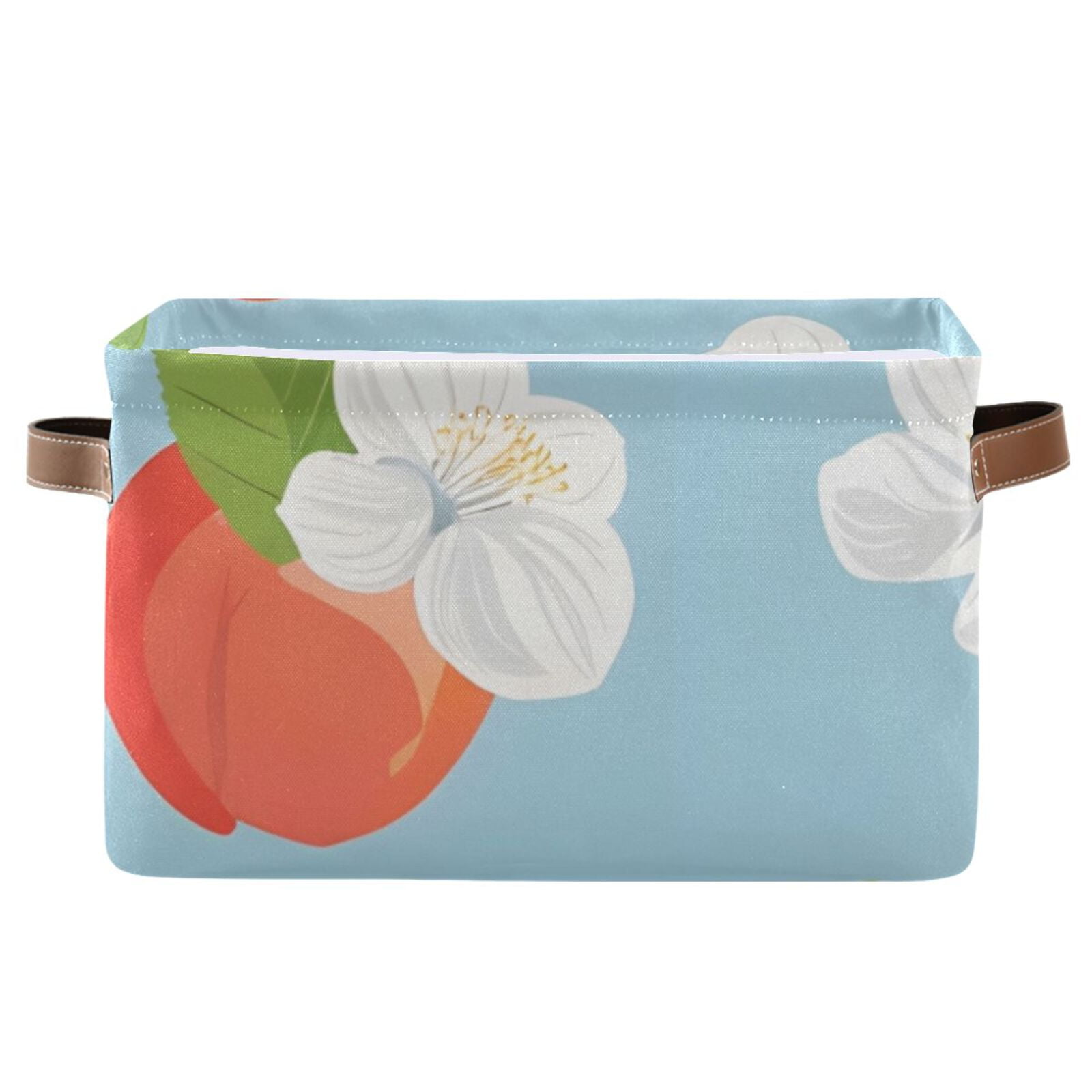 Cherries and White Flower Storage Bins Baskets With Handles Storage Box ...