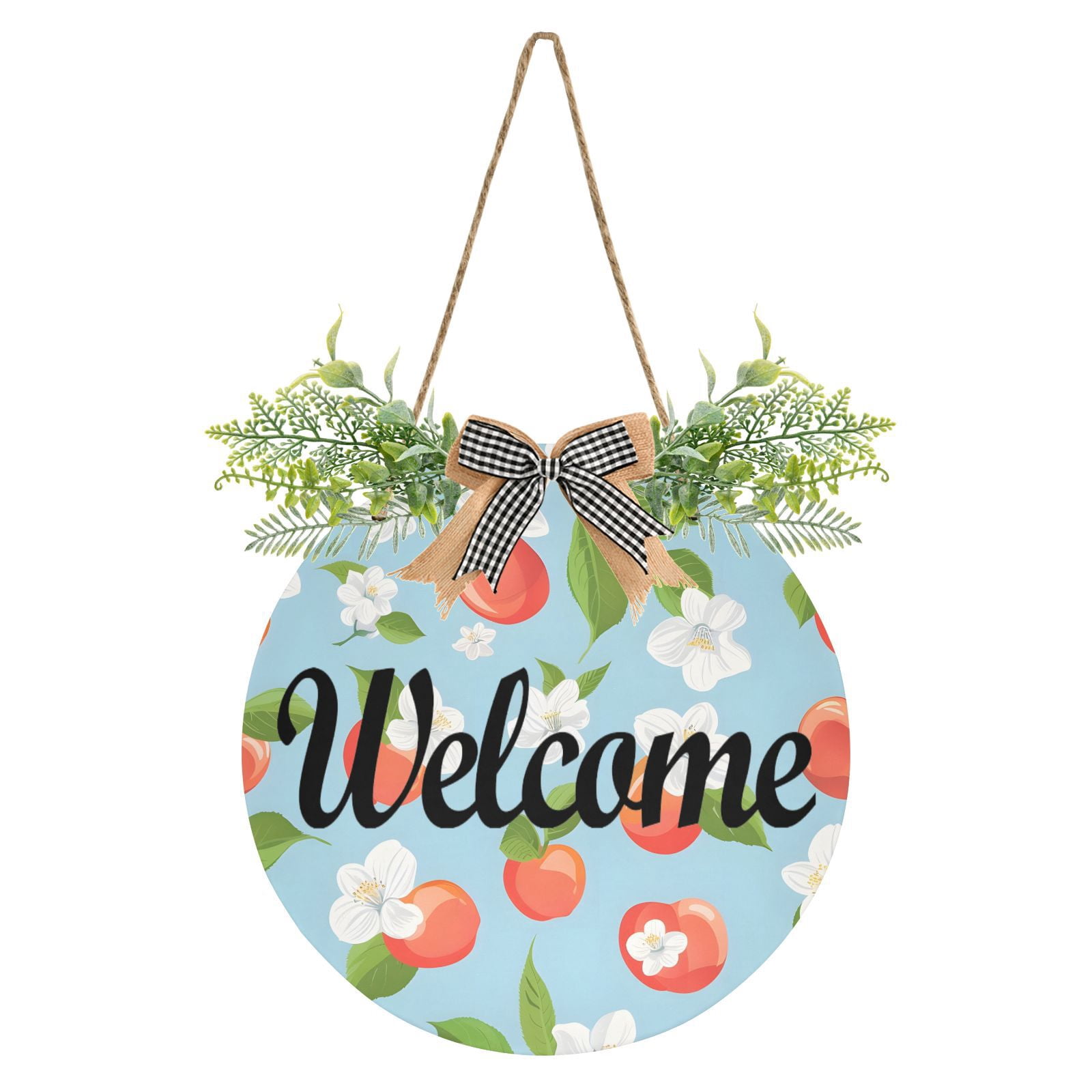 Cherries and White Flower Welcome Sign for Front Door Wreath Door Sign ...