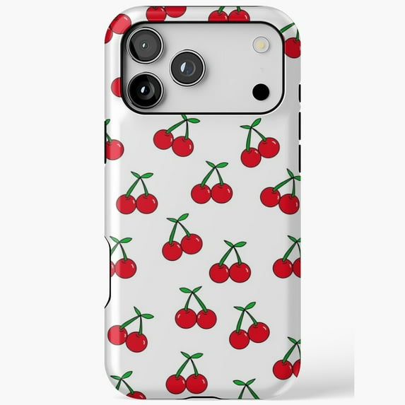 Cherries on White Minimal Fruit Pattern Art Phone Case Compatible ...